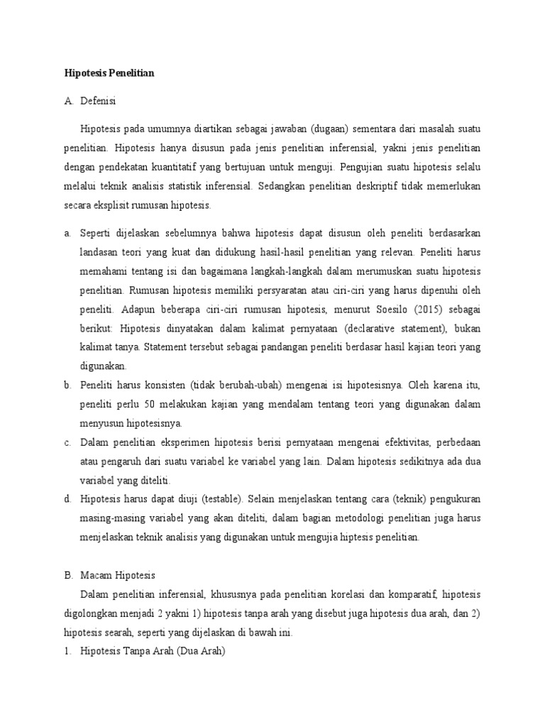 Hipotesis Penelitian | PDF