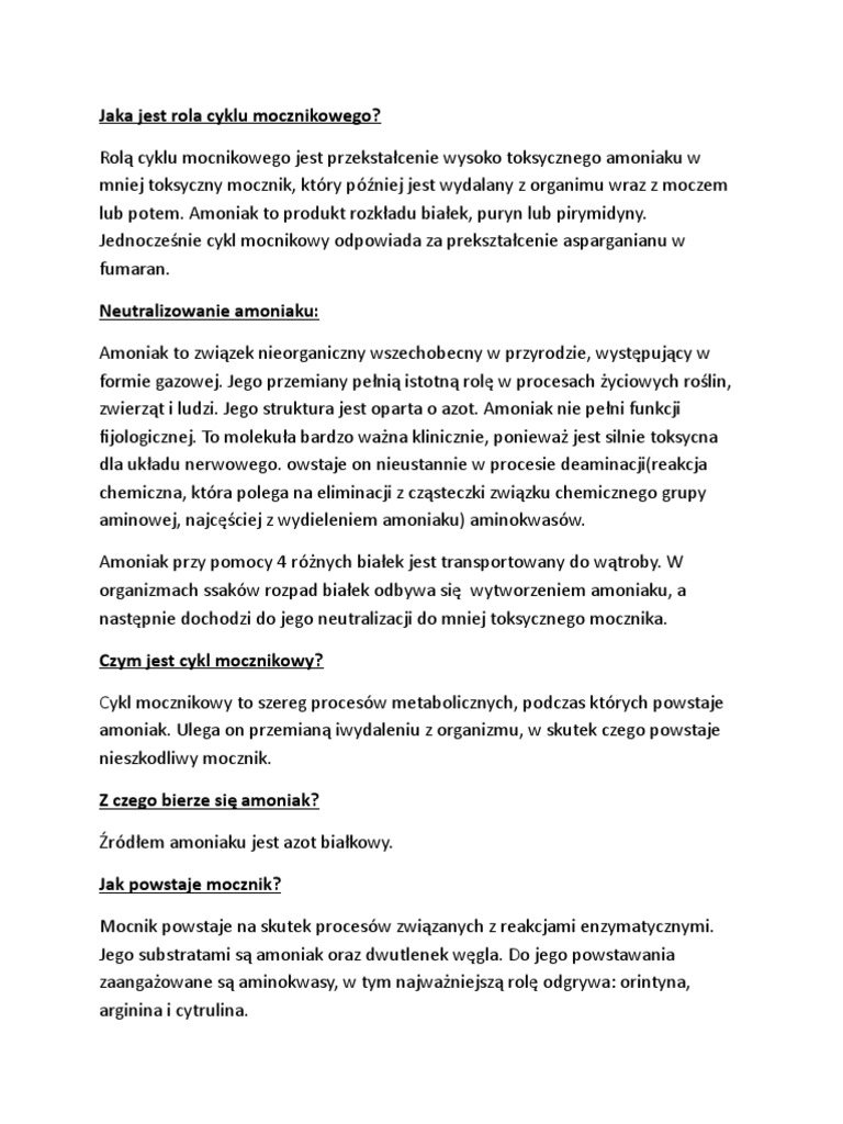 Cykl Mocznikowy | PDF