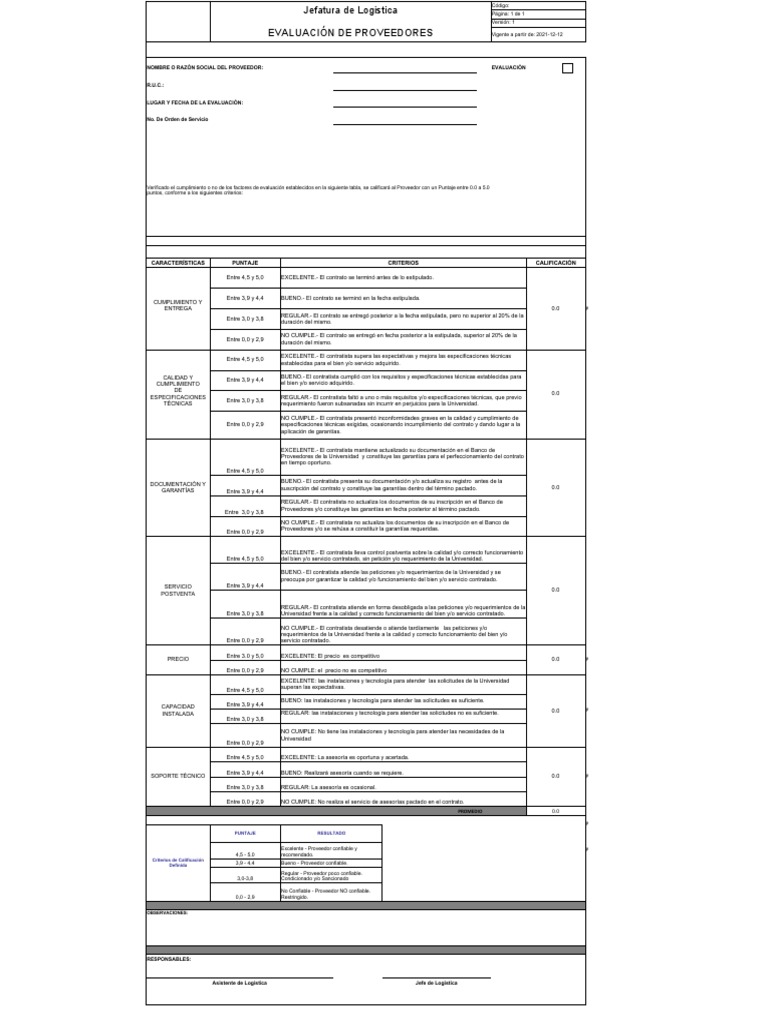 Evaluacion Proveedores | PDF Evaluacion Proveedores | PDF