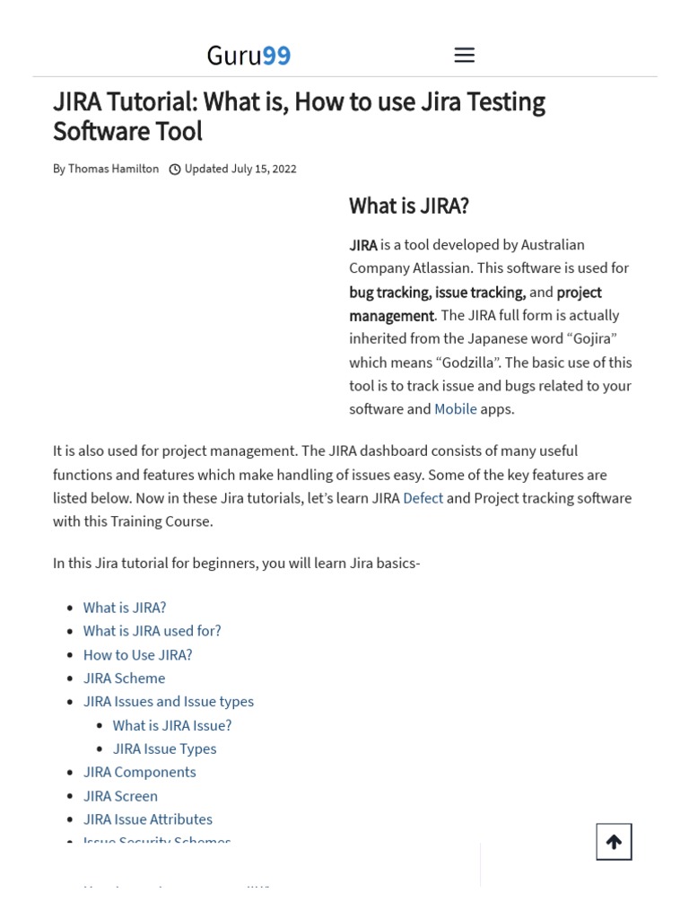 Jira Tutorial What Is How To Use Jira Testing Software Tool Pdf Scrum Software