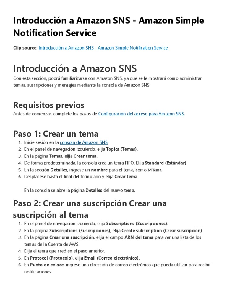Introducción A Amazon SNS - Amazon Simple Notification Service | PDF ... Introducción A Amazon SNS - Amazon Simple Notification Service | PDF ...