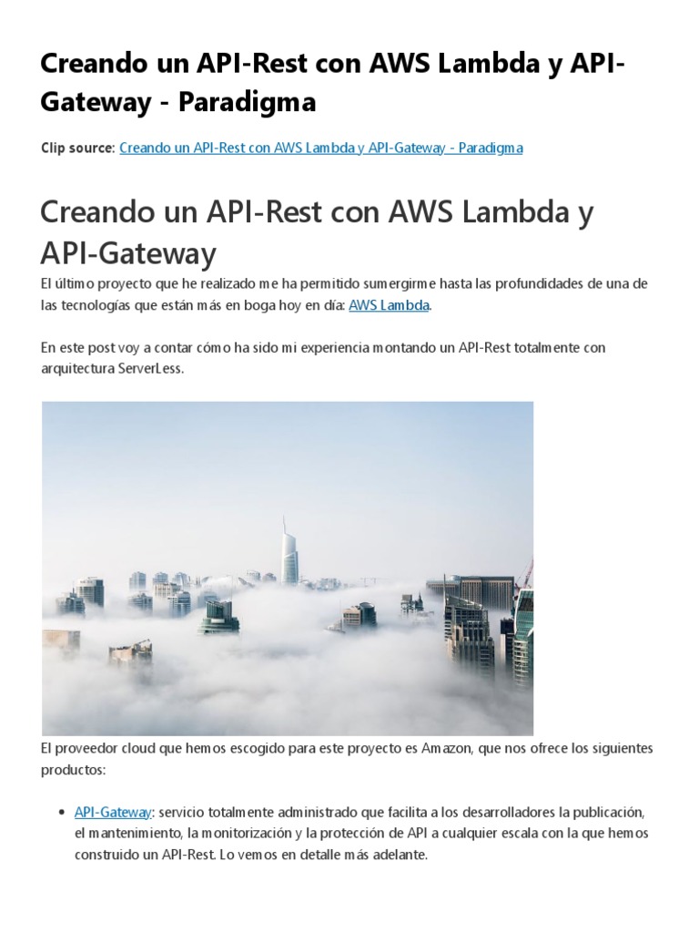 Creando Un API-Rest Con AWS Lambda y API-Gateway - Paradigma | PDF ... Creando Un API-Rest Con AWS Lambda y API-Gateway - Paradigma | PDF ...