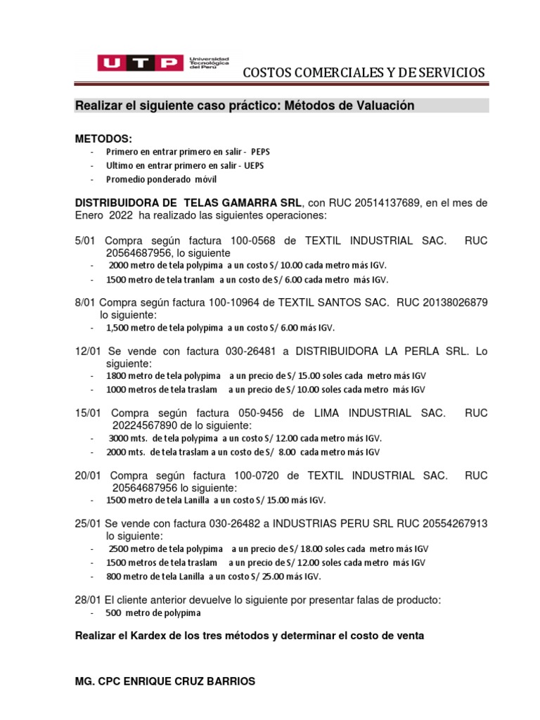Caso Practico Kardex | PDF