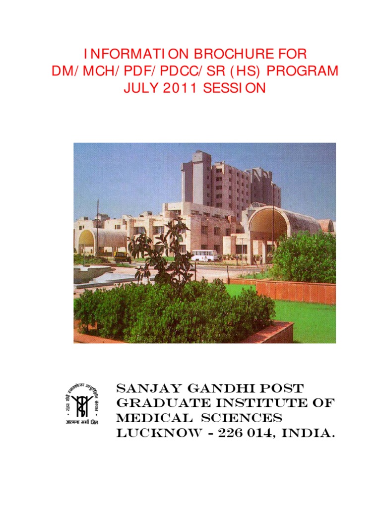 Information Brochure For DM/MCH/PDF/PDCC/SR (HS) Program July 2011 ...