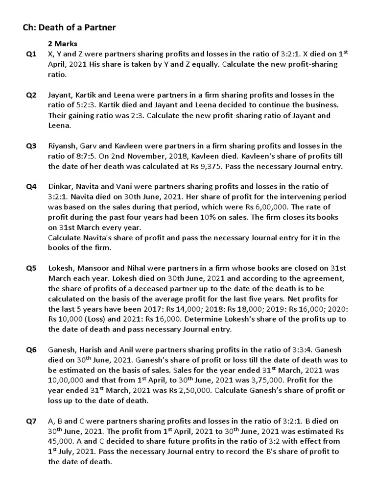 CH Death of A Partner | PDF | Balance Sheet | Goodwill (Accounting)