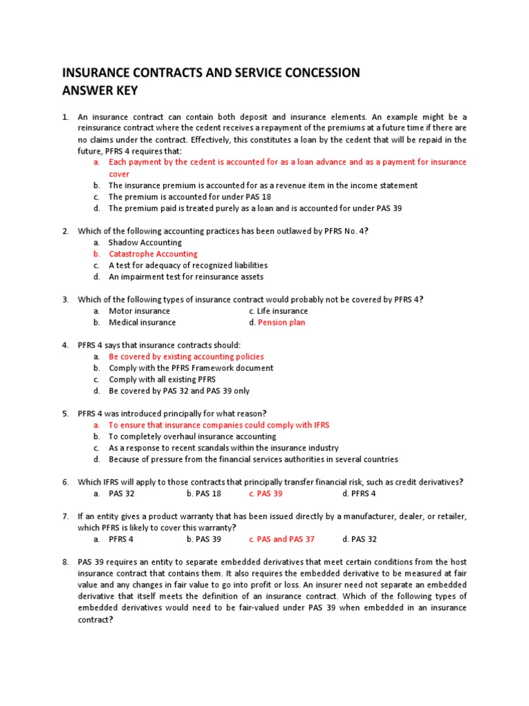 Insurance Contracts and Service Concession | PDF | Insurance ...