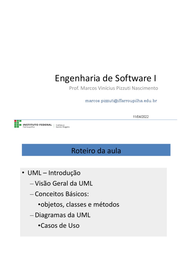Eng Software I Aula 08 11.04.22 | PDF | Linguagem de modelagem unificada (UML) | Diagrama de ...