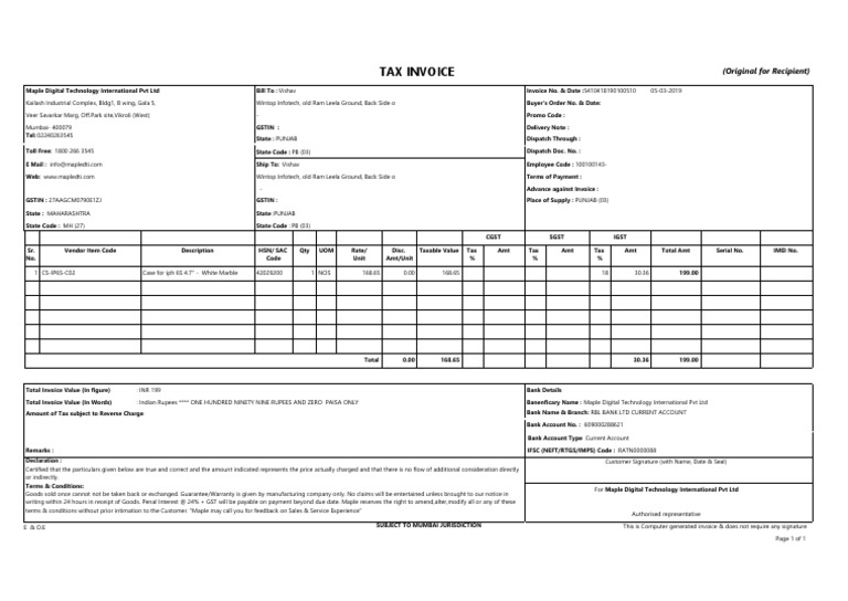 Maple Invoice | PDF | Receipt | Government Finances