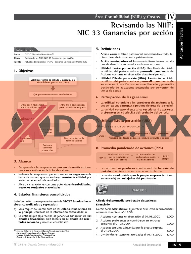 Nic 33 Ganancias Por Accion | PDF | Compartir (Finanzas) | normas ...
