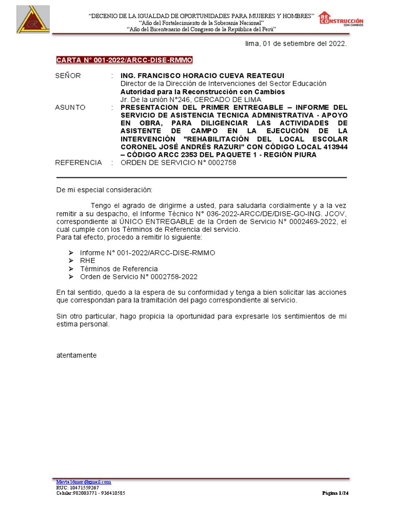 Presentacion Del Primer Entregable - Arcc Agosto | PDF | Gobierno | Responsabilidad