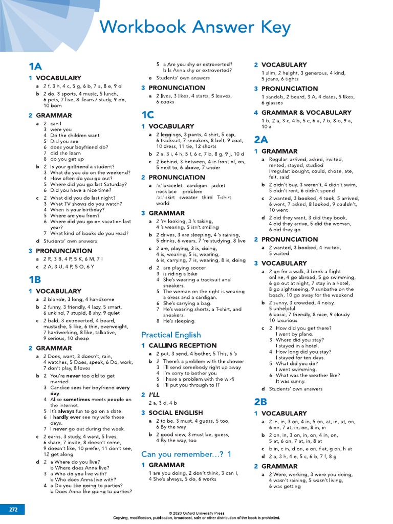 Workbook Answer Key - AEF2 3rd Edition | PDF