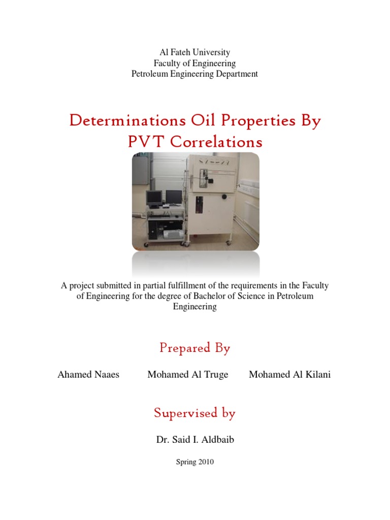 Determinations Oil Properties by PVT Correlations | PDF | Petroleum ...