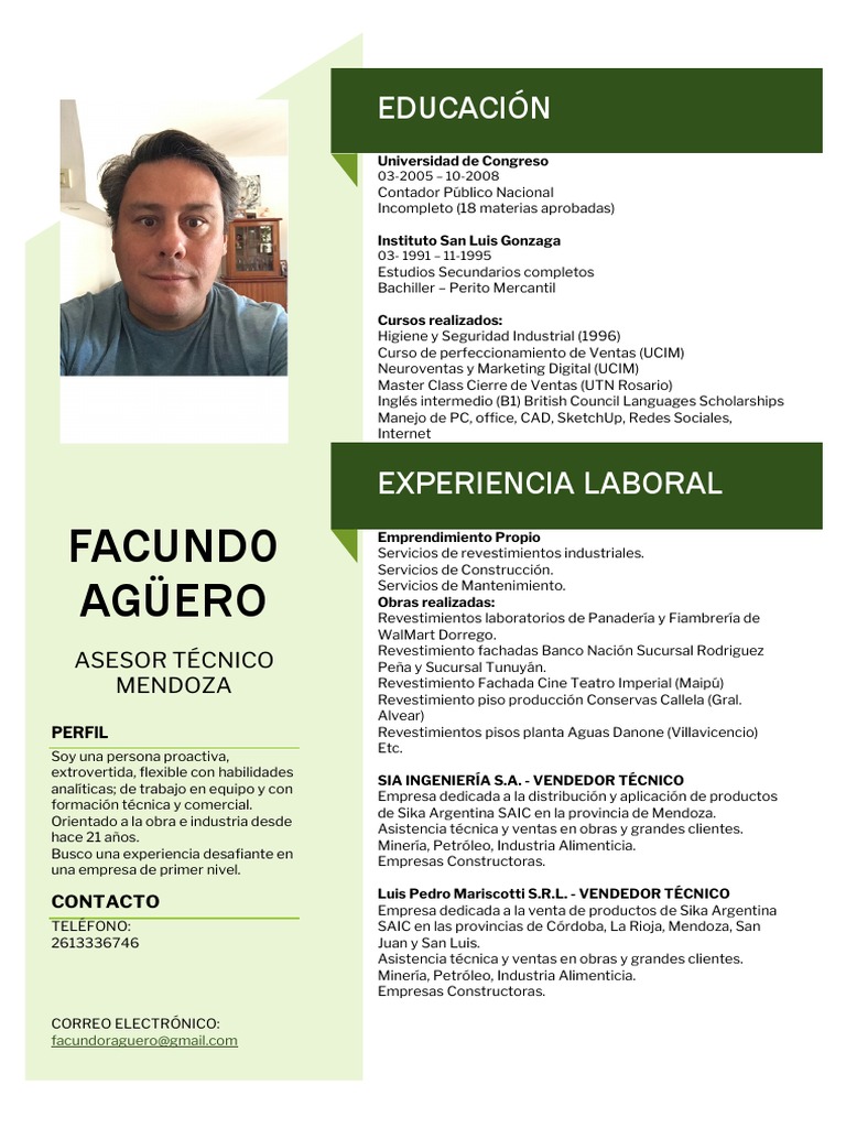 CV Facundo Agüero | PDF | Business | Economias