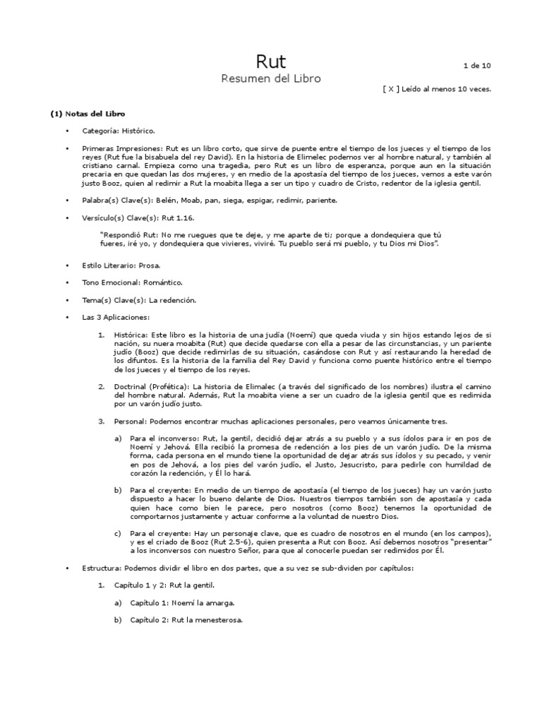 Rut Resumen | PDF | Noemí (figura bíblica) | Cristo (título)
