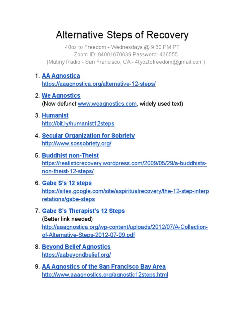 Alternative Recovery Steps Guide | PDF | Twelve Step Program ...