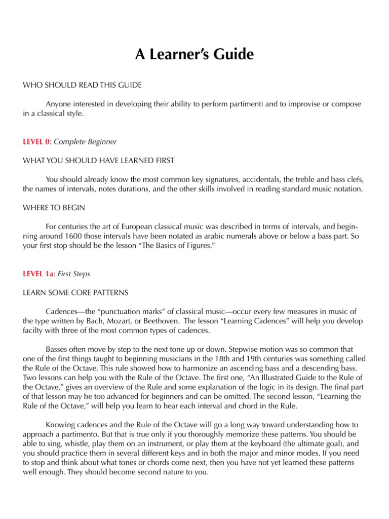 Partimento - Learners Guide | PDF | Musical Techniques | Sound