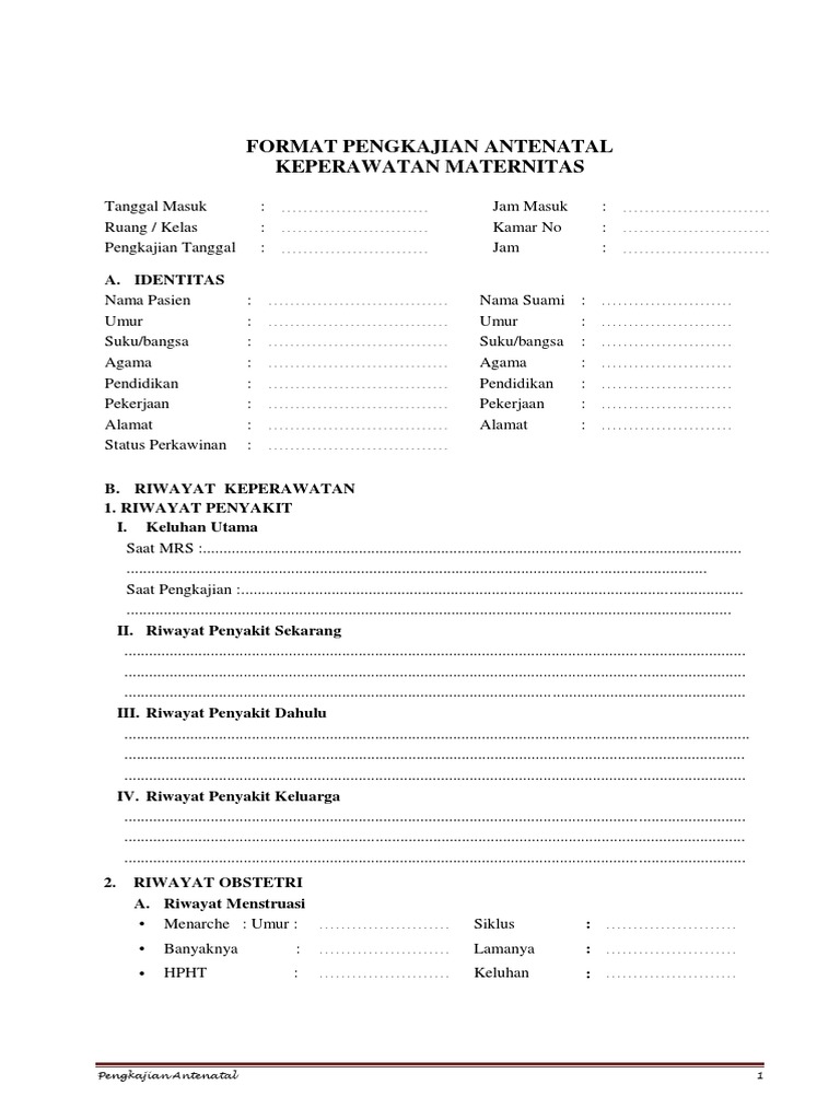 Format Pengkajian Antenatal | PDF