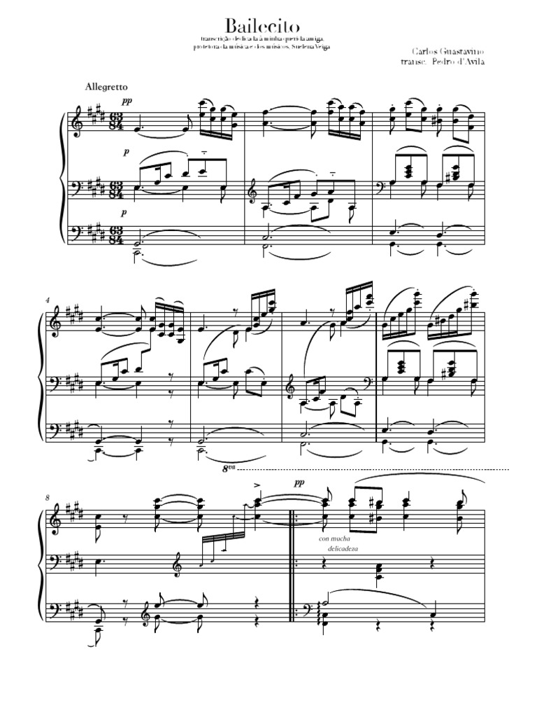 Carlos Guastavino - Bailecito Arr. Piano Solo by Pedro D'avila | PDF