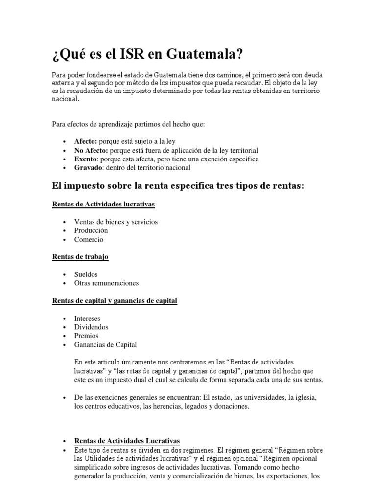Qué Es El ISR en Guatemala | PDF | Impuestos | Salario