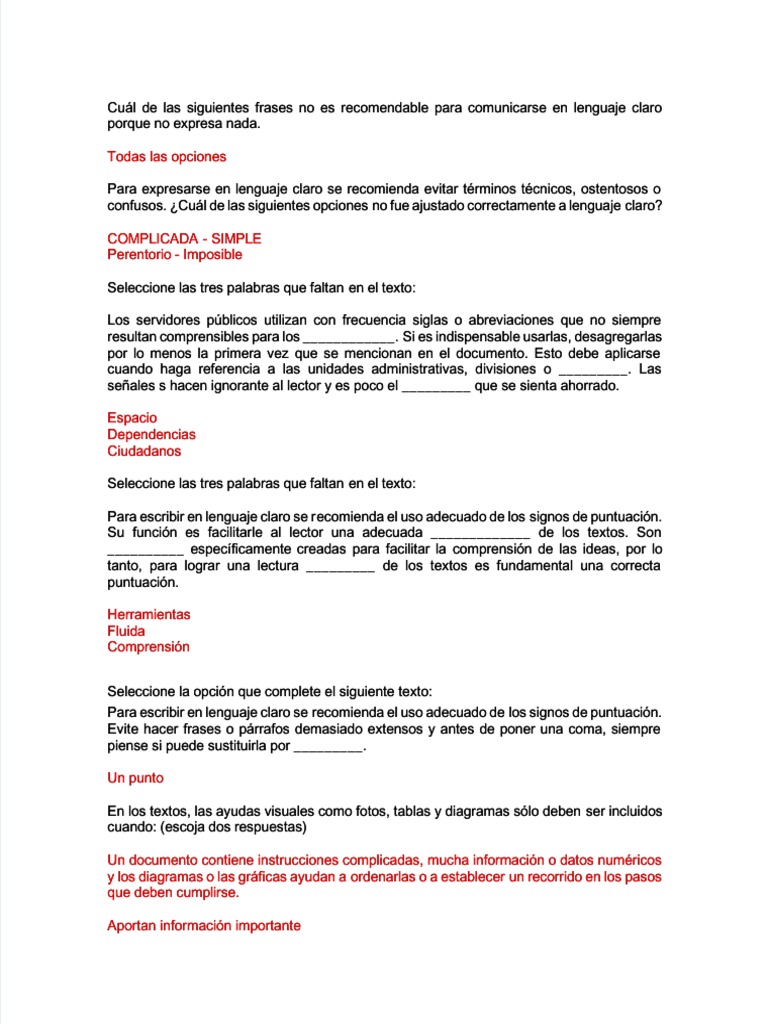 PDF Respuestas Lenguaje Claro Modulo 2 DL | PDF | Social Science | Wellness