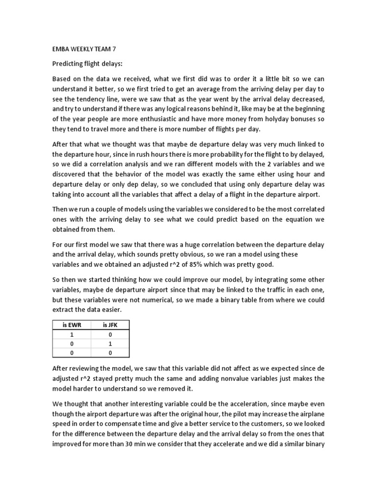 Predicting Flight Delays | PDF | Regression Analysis | Coefficient Of Determination