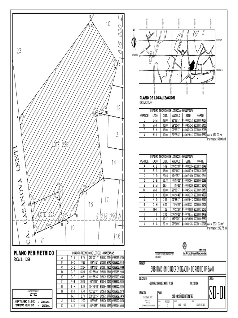 Subdivision de Lote 22 Manzana 5 CP El Milagro (A2) | PDF