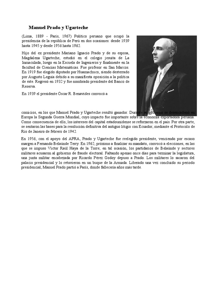 Manuel Prado y Ugarteche | PDF | Historia