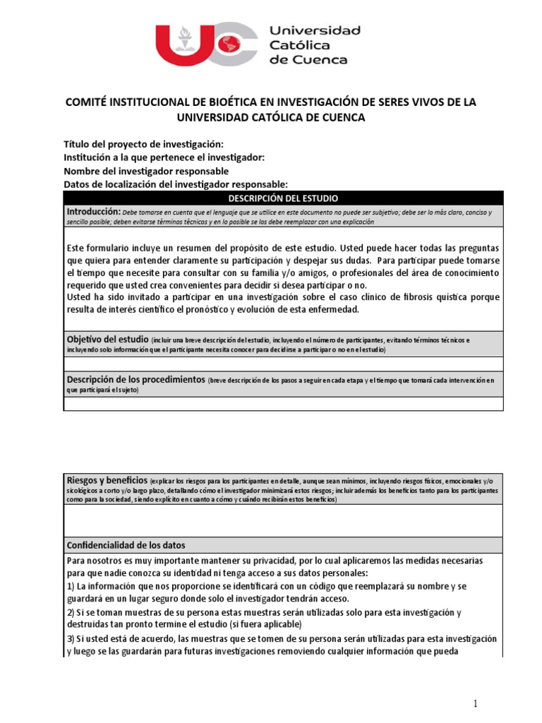 Formato Consentimiento Informado | PDF | Consentimiento informado