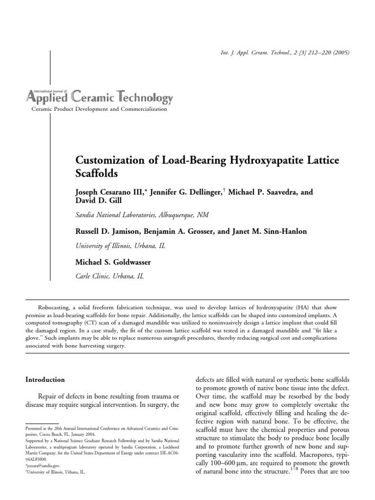 Customization of Load-Bearing Hydroxyapatite Lattice Scaffolds | PDF ...