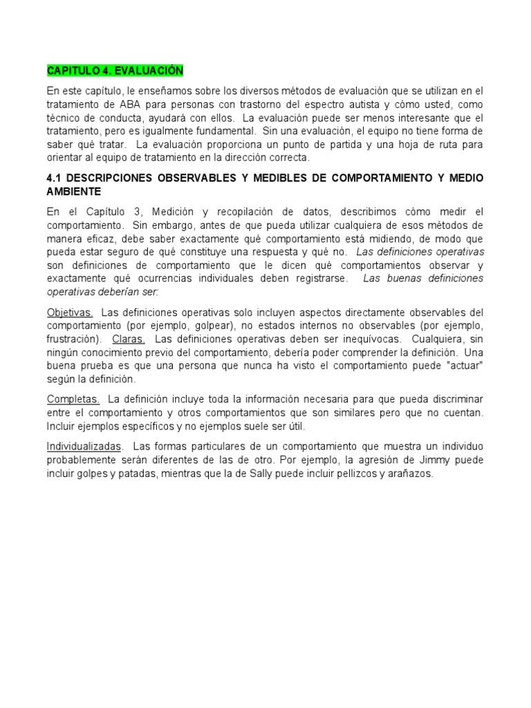 Evaluación y adquisición de habilidades ABA | PDF | Comportamiento ...