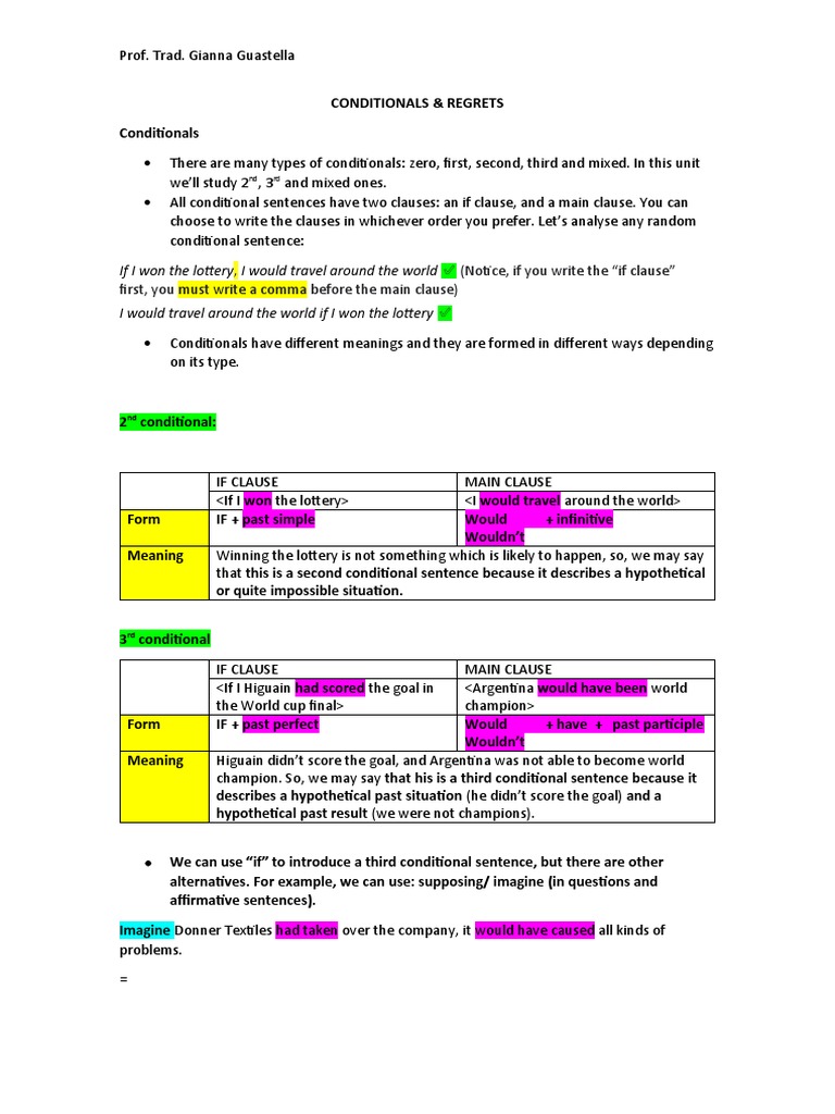 CONDITIONALS and REGRETS (Advanced Conversation) | PDF | Verb | Linguistic Morphology