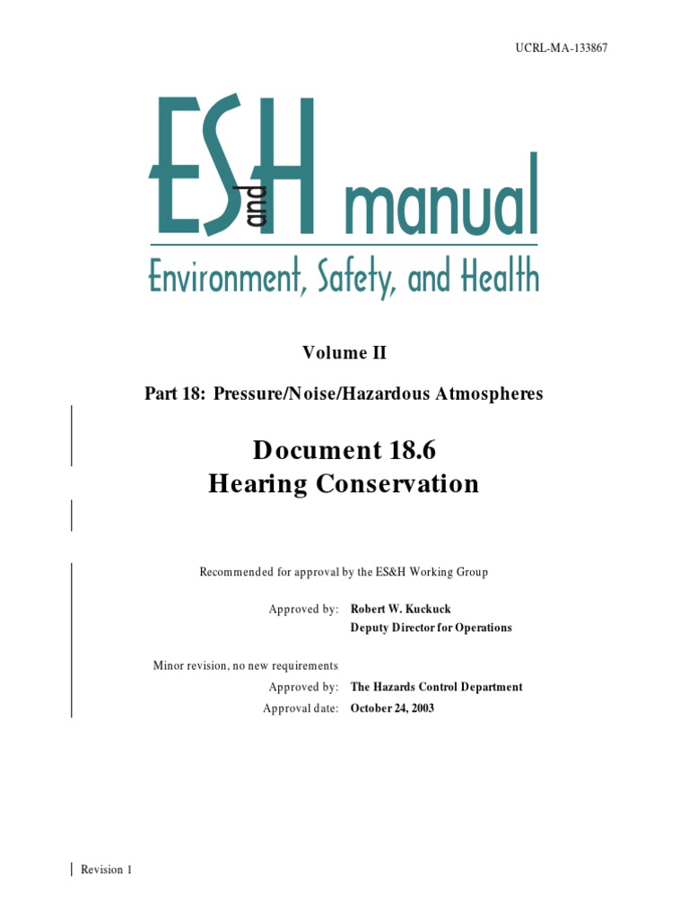 ESH Manual-Hearing Conservation | PDF | Noise | Sound
