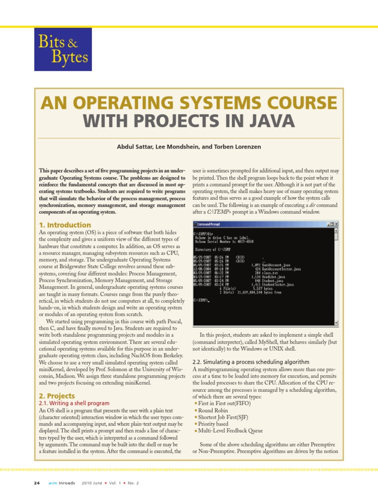 An Operating Systems Course: With Projects in Java | PDF | Scheduling (Computing) | Process ...