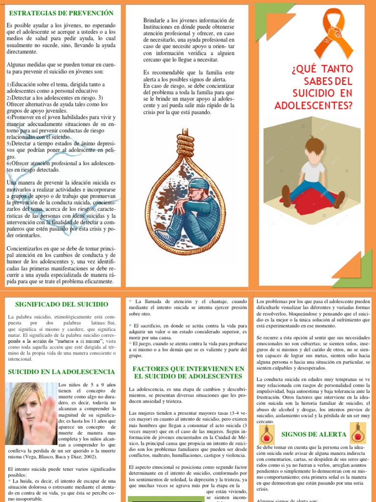 Triptico Suicidio | PDF | Suicidio | Adolescencia