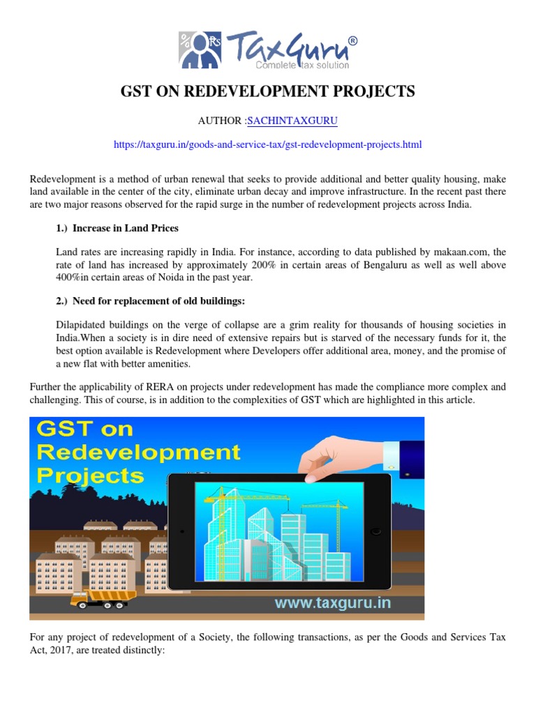 GST On Redevelopment Projects - Taxguru - in | PDF | Value Added Tax ...