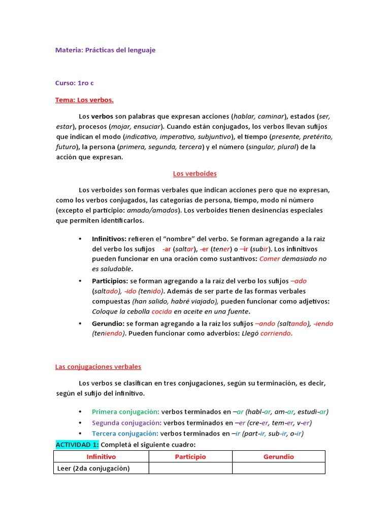 Verbos | PDF | Verbo | Conjugación gramatical