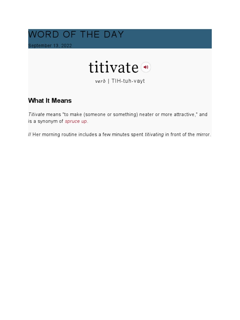 Word of the Day: Titivate Meaning | PDF