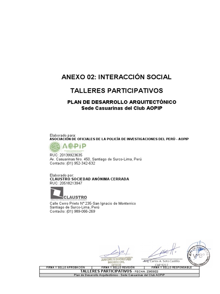 Anexo 02 - Talleres Participativos | PDF