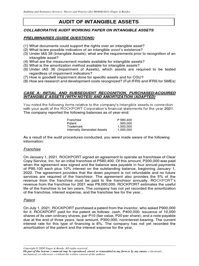 Audit of Intangible Assets | PDF | Intangible Asset | Goodwill (Accounting)