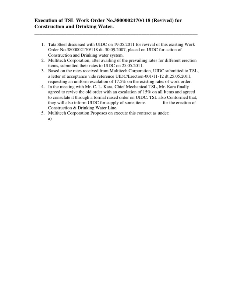 TSL Order Revived with Escalation Terms | PDF