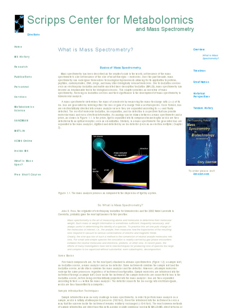 Mass Spectrometry - Mass Spec History | PDF | Electrospray Ionization ...
