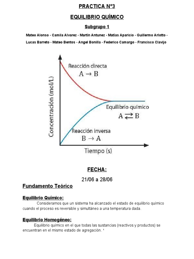 Equilibrio Químico | PDF | Equilibrio químico | Mecánica de Medios ...