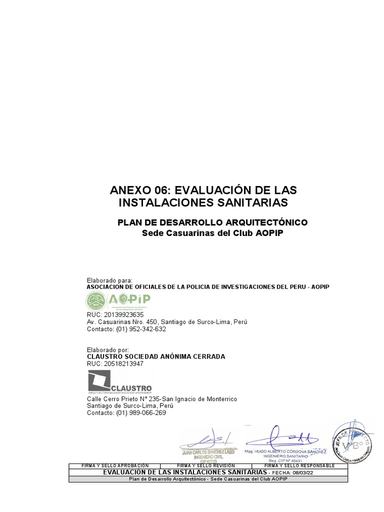 Anexo 06 - Evaluación Del Sistema Iiss | PDF | Colector de aguas pluviales | Agua