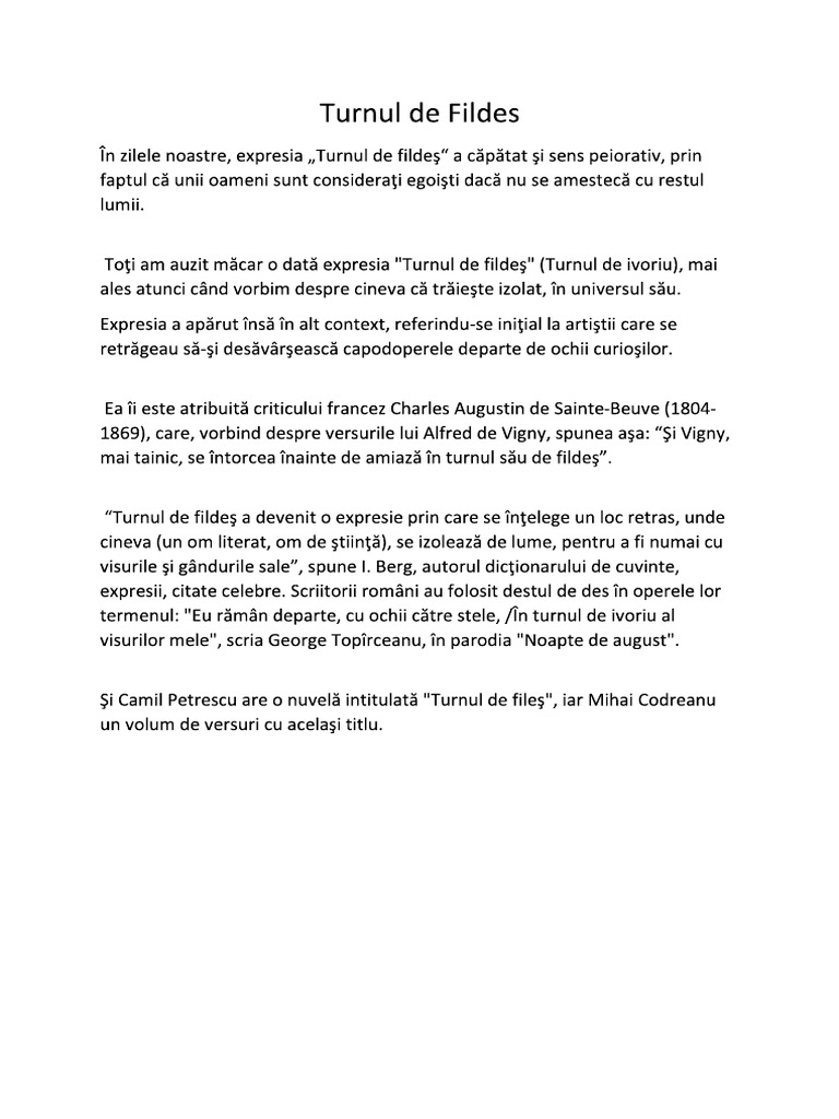 Turnul de Fildes | PDF