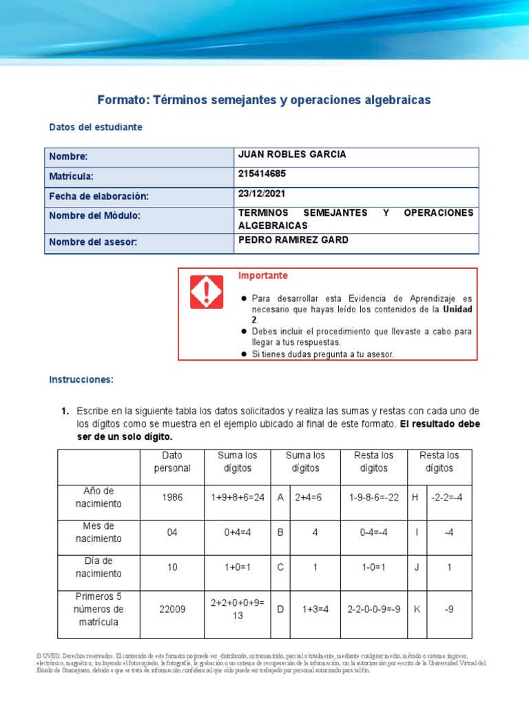 Términos Semejantes | PDF | Sustracción | Matemáticas