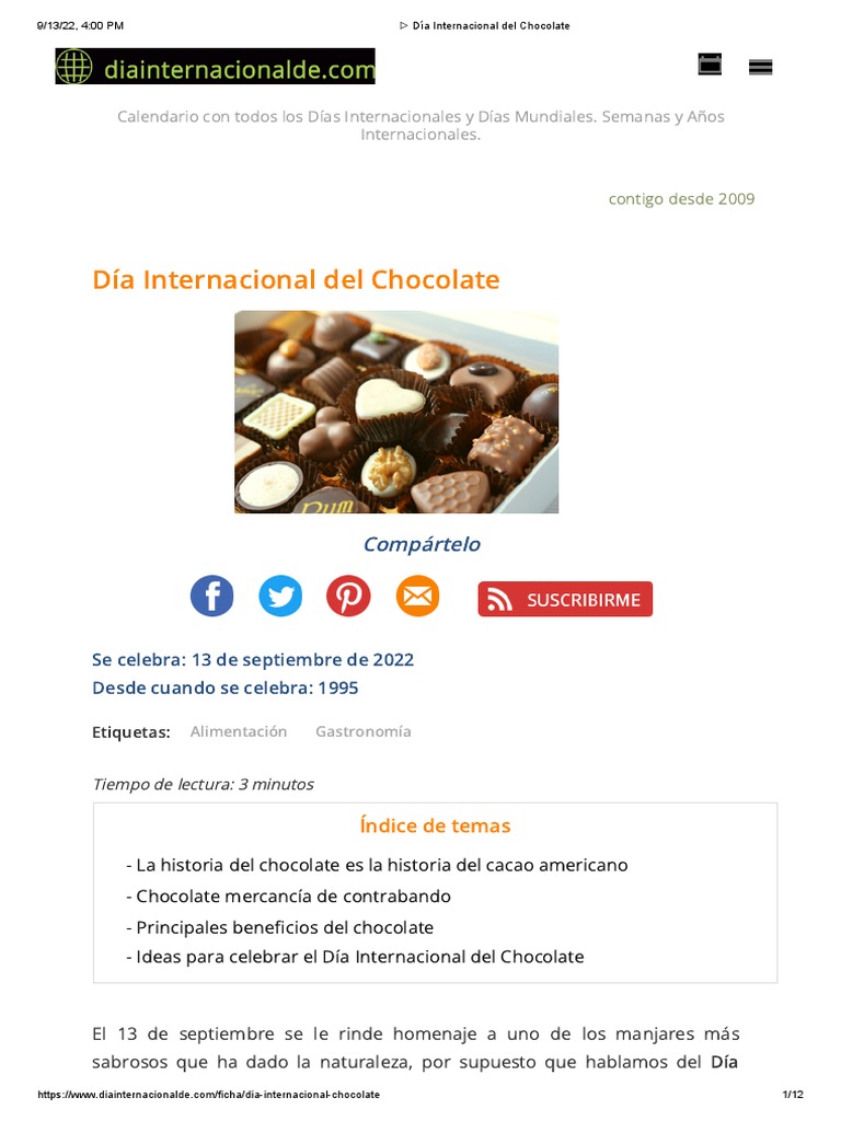 Día Internacional Del Chocolate | PDF | Chocolate