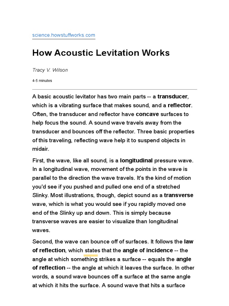 How Acoustic Levitation Works | PDF | Waves | Sound