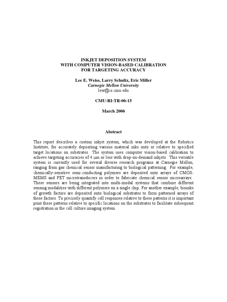 Inkjet Deposition System With Computer Vision-Based Calibration For ...