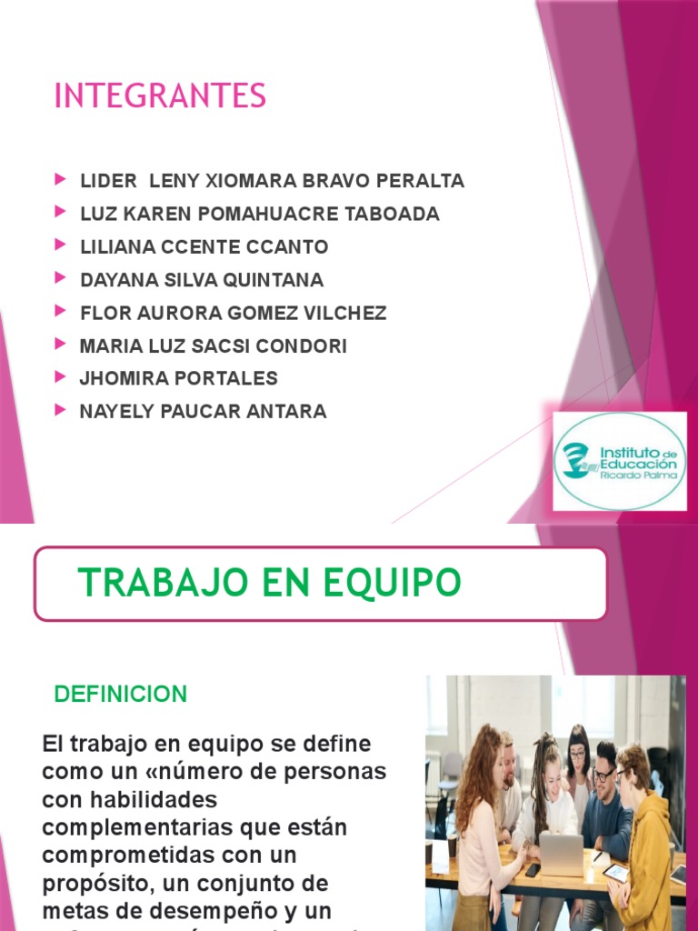 Lista de integrantes y conceptos clave sobre el trabajo en equipo | PDF ...