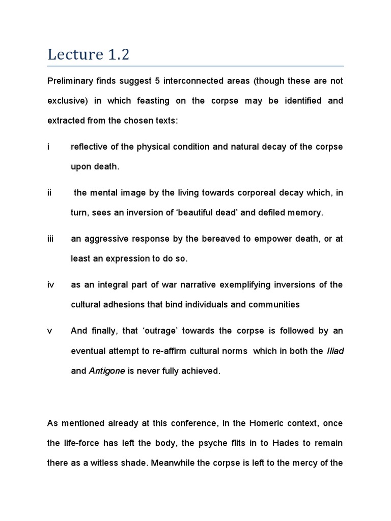 Homer and Corpse Feasting | PDF | Hector | Iliad